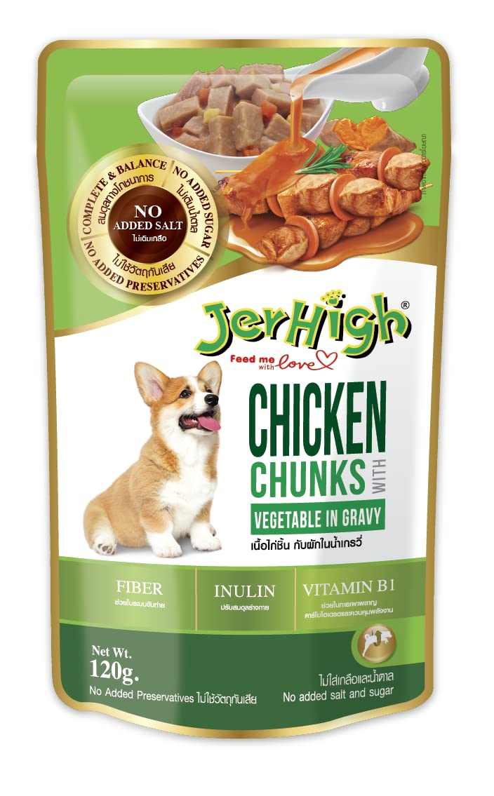 JerHigh Chicken Chunks and Vegetables in Gravy - 120 gms – BARKS MEOWS ...